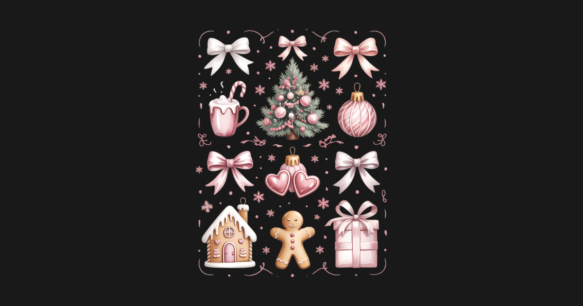 Pink Bows Cute Coquette Christmas y2k Clean Girl Aesthetic - Pink Bows ...