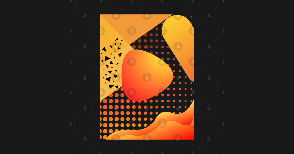 Abstract Dots, Triangles & Wavy Lines in Orange, Yellow & Black ...