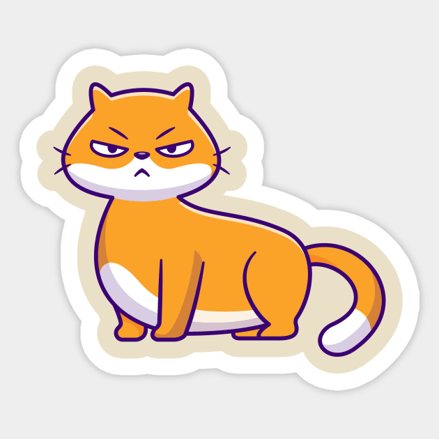 Cute Angry Cat Cartoon - Cute Angry Cat Cartoon - Sticker | TeePublic