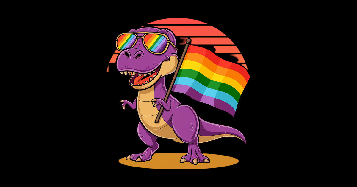 LGBT T-Rex Dino Rainbow Flag LGBTQ Gay Pride Month - Lgbt T Rex Dino ...