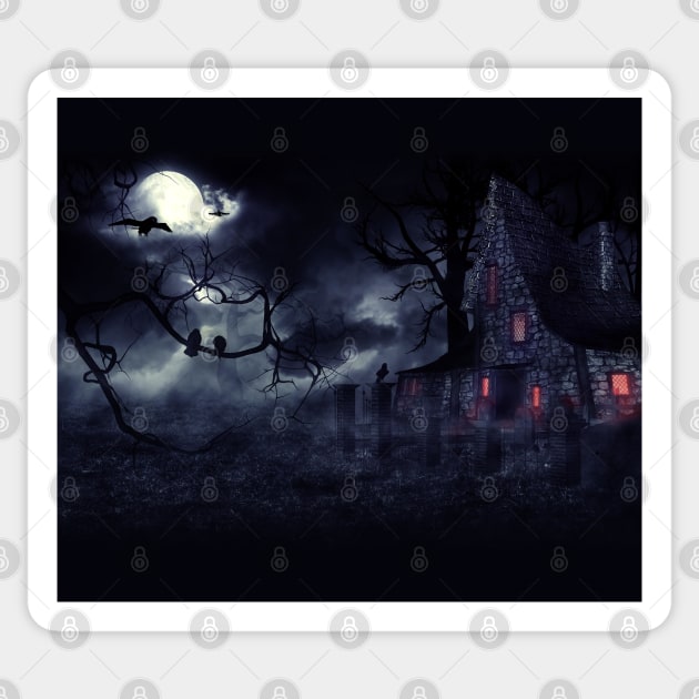 Haunted House and crows - Haunted House - Sticker | TeePublic