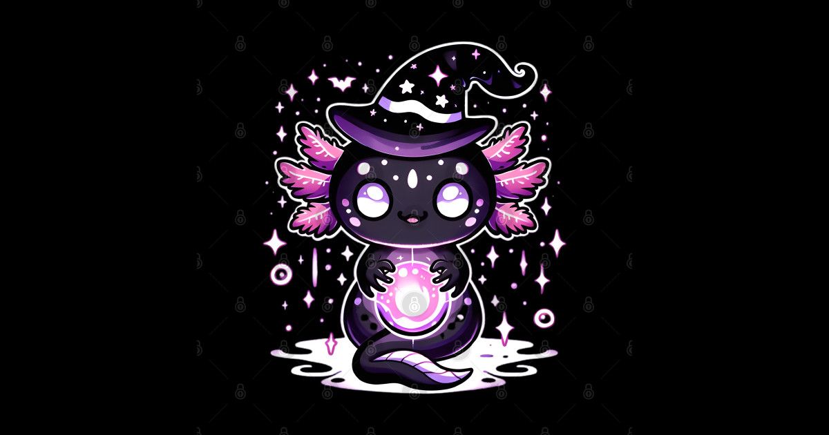 Magic Axolotl Wizard – Cute Spooky Fantasy Animal - Wizard Axolotl ...