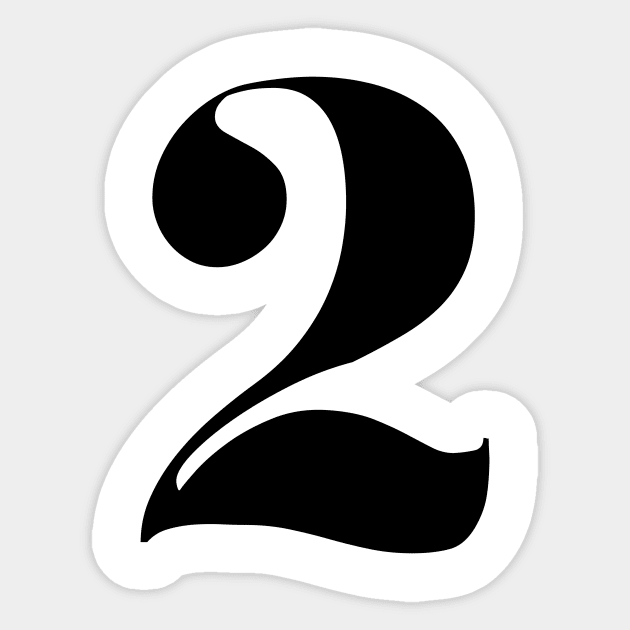 The number 2 - Black - Sticker | TeePublic
