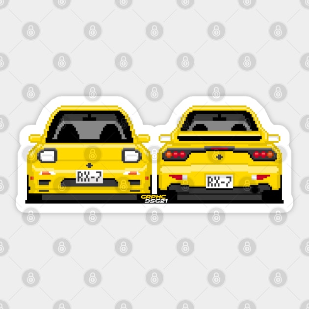 Mazda RX-7 Initial-D JDM Pixel Art - Rx7 - Sticker | TeePublic