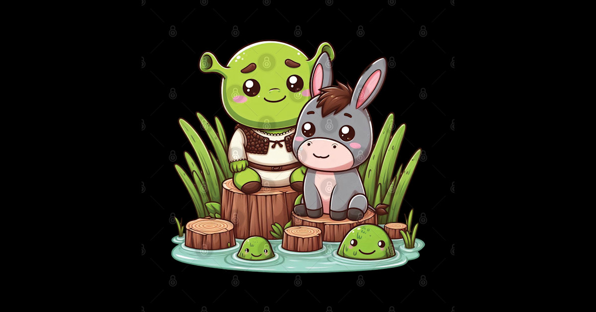 Best Friends: Shrek and Donkey - Shrek - Sticker | TeePublic