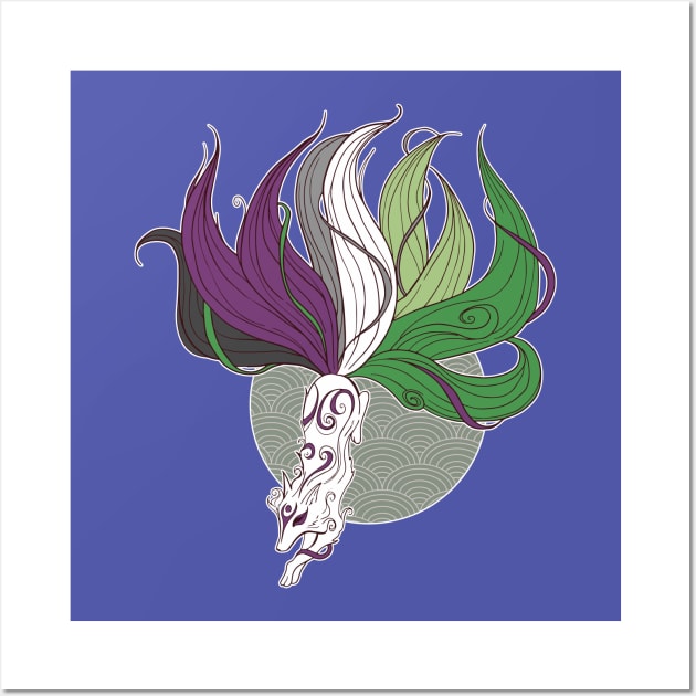 Aroace Kitsune LGBT Asexual Aromantic Pride Flag - Aroace - Posters and ...