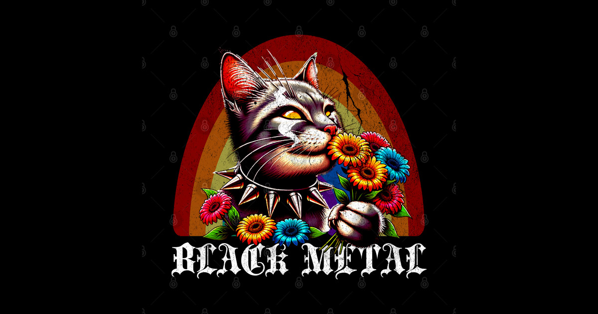 Black Metal Cat - Metal Cat - Sticker | TeePublic
