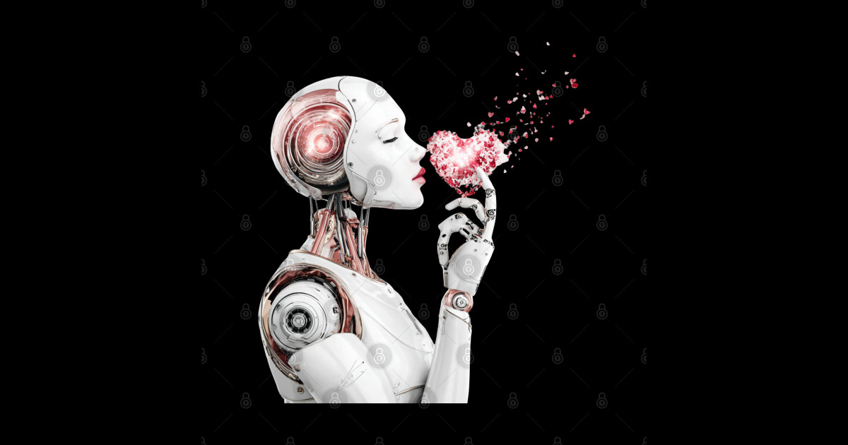 Cyborg Kissing Heart of Light - Futuristic AI Love and Romance ...