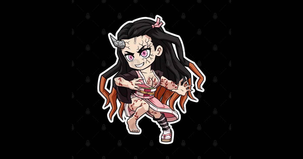 FA Chibi Nezuko Full Demon Form - Demon Slayer - Sticker | TeePublic