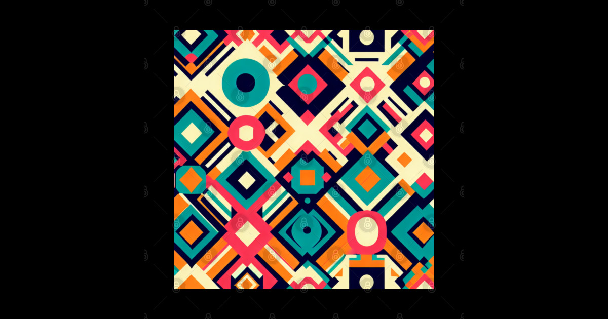 A retro-inspired pattern featuring bold colors and geometric shapes ...
