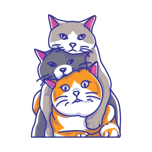 Illustration of 3 Cute Cats - Cute Cats - T-Shirt | TeePublic