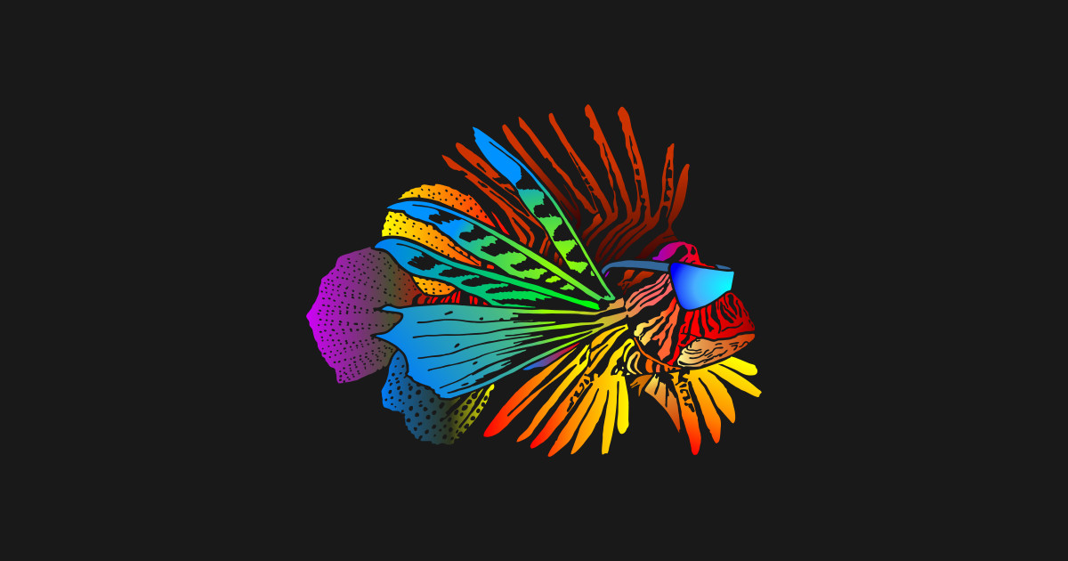 Colorful Rainbow Lionfish Exotic Fish Outline Silhouette - Exotic ...