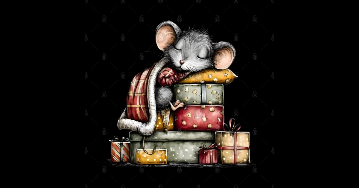 Sleeping Christmas Mouse on Gift Boxes - Christmas Mouse - Phone Case ...