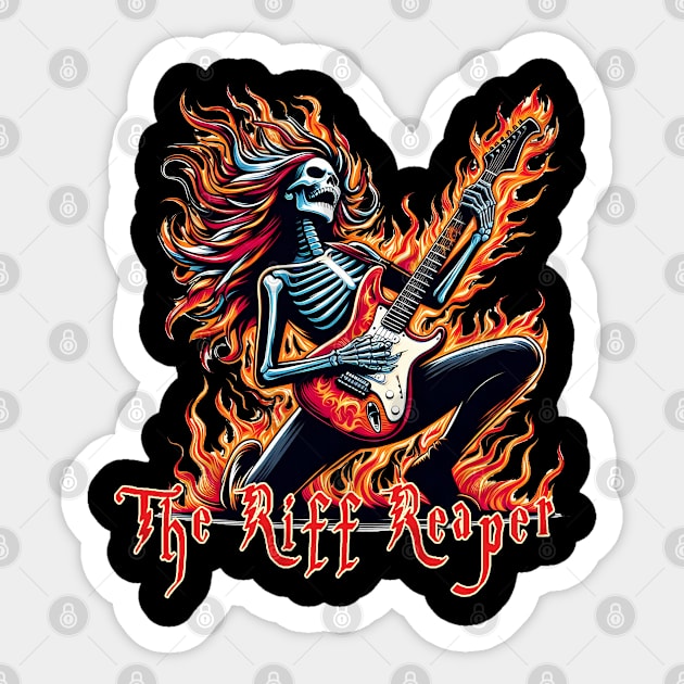 The Riff Reaper - Guitar Shredder - Sticker | TeePublic