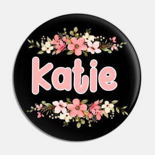 Flower Border Katie Name Label Pins and Buttons for Sale | TeePublic