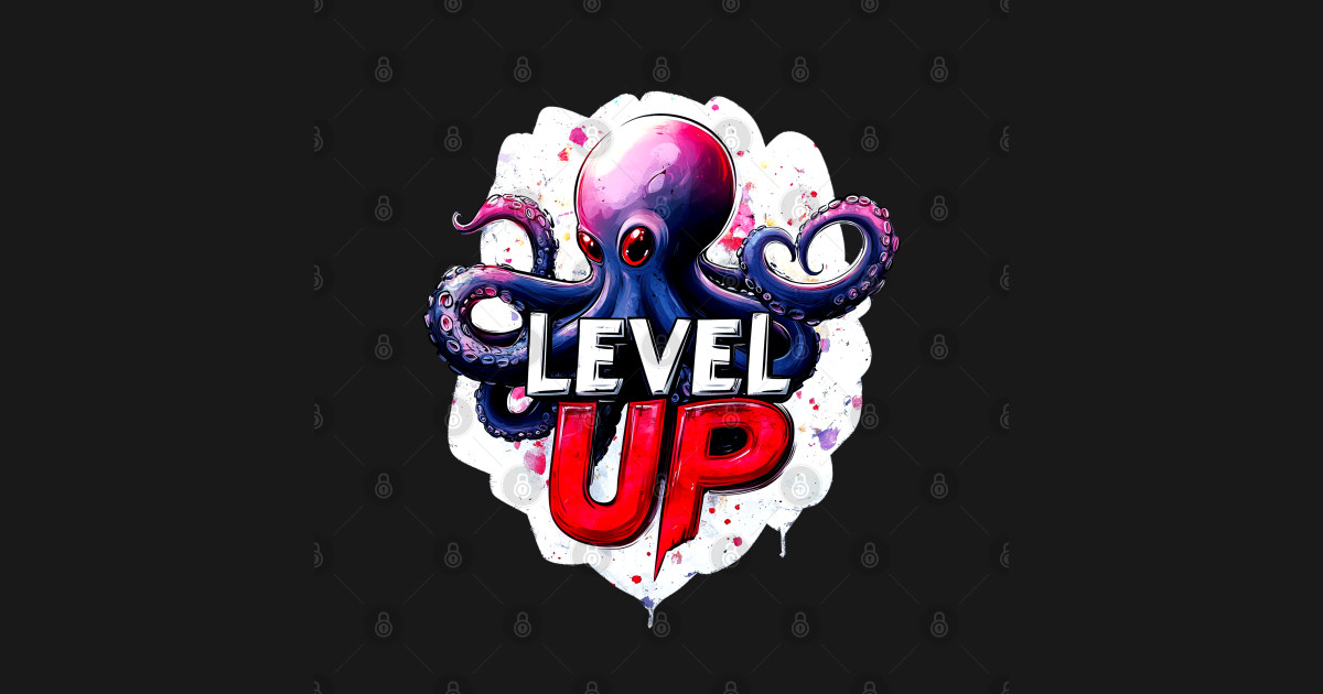 Level Up Gamer Birthday Graffiti Octopus Art - Level Gamer Birthday - T ...