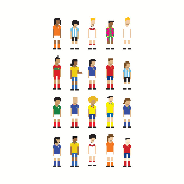 Historic football players in 8-bit - Futbol - T-Shirt | TeePublic