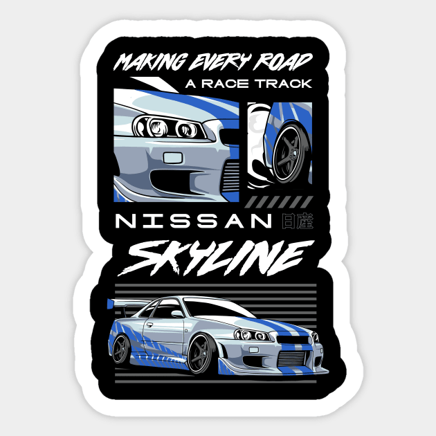 Iconic Skyline - Nissan Skyline - Sticker | TeePublic