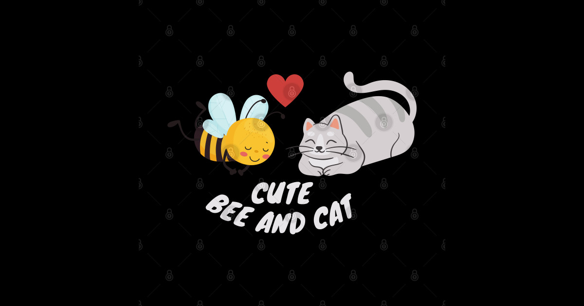 Cute Bee and Cat - Cute Bee And Cat - Magnet | TeePublic