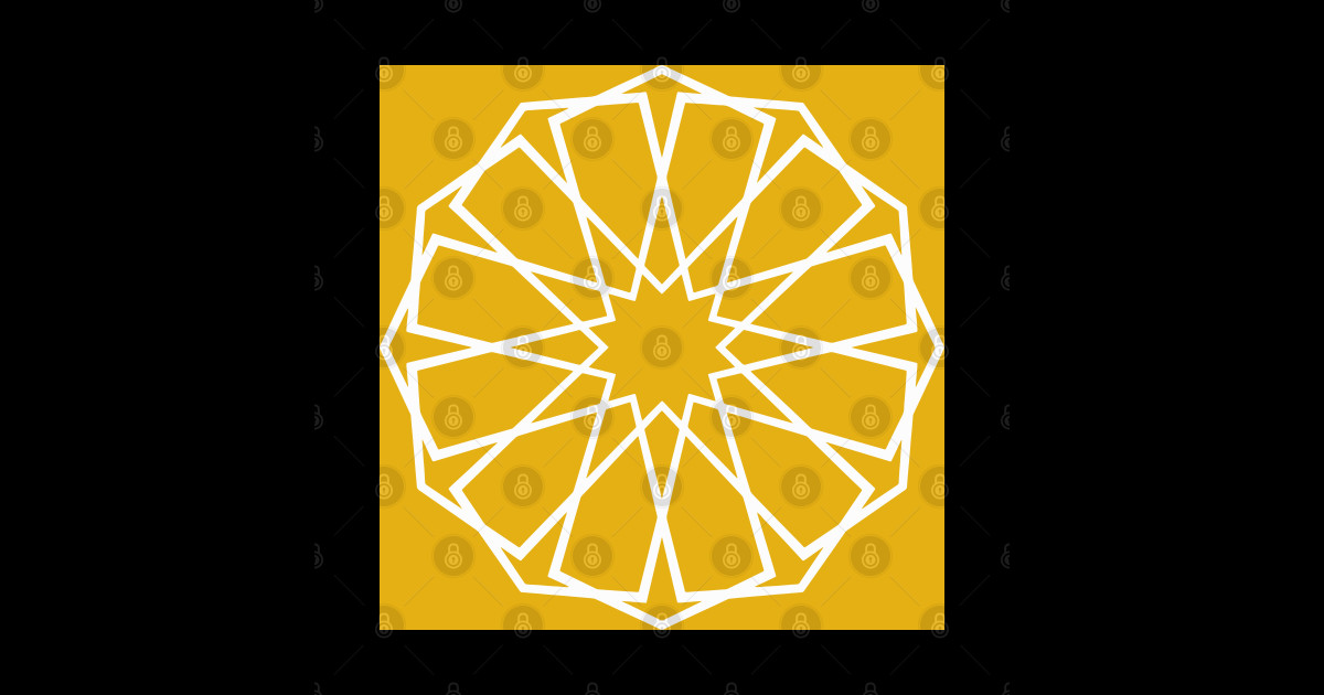 White Islamic Geometric Pattern Stars on Yellow Background - Yellow ...