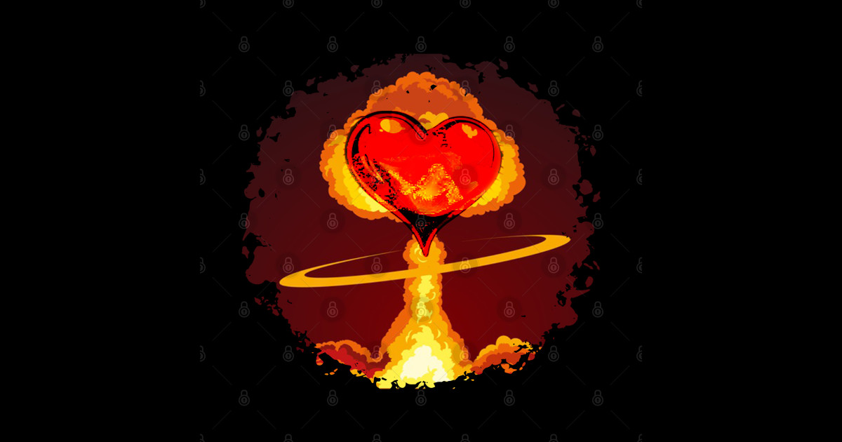 Nuclear Heart Explosion Emotional Affection Design - Heart Shaped ...