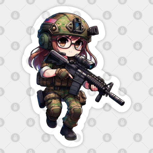 Tactical Chibi Girl - Chibi - Sticker | TeePublic