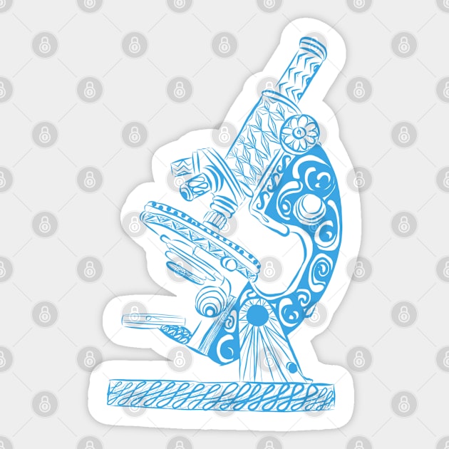 Scientific Microscope Line Drawing (Light Blue) - Microscope - Sticker ...