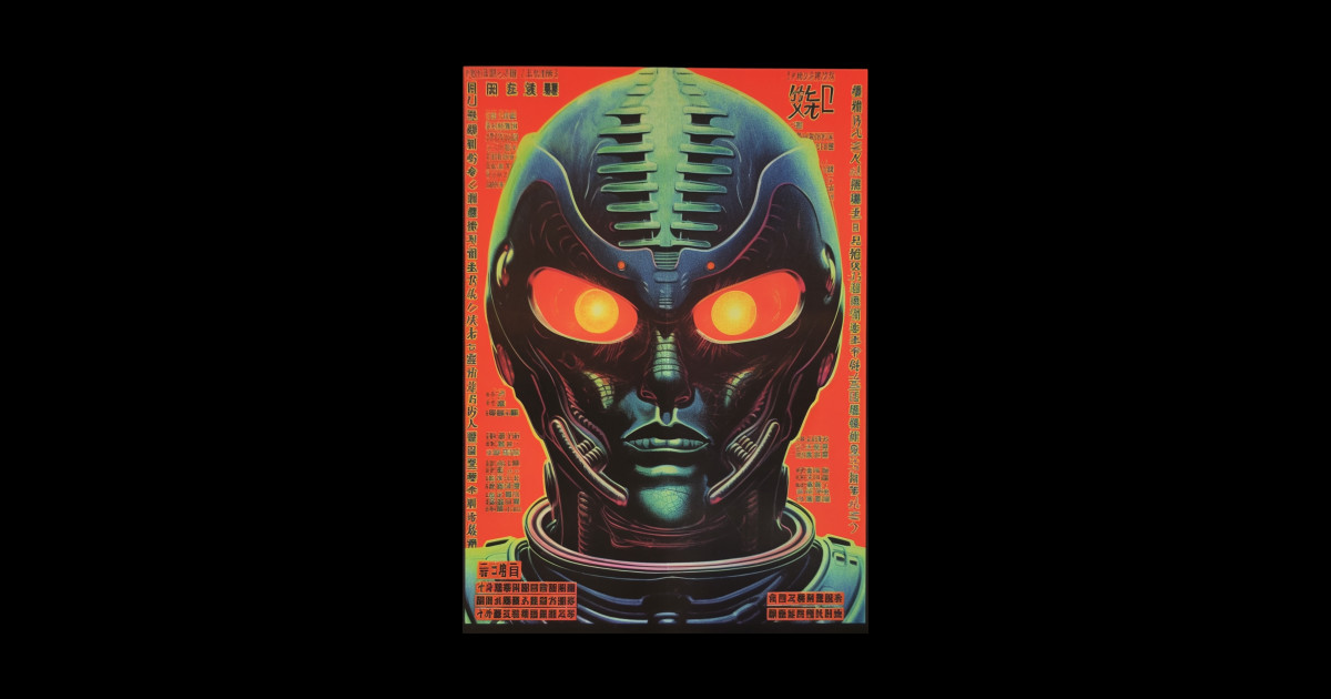 Vintage Japanese Retro Sci-Fi Alien Man Art Graphic - Nostalgic ...