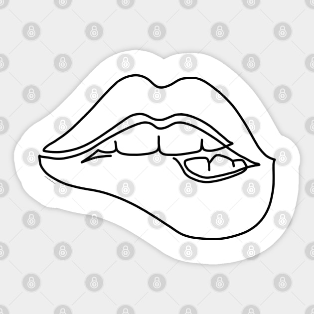 how to draw lips biting