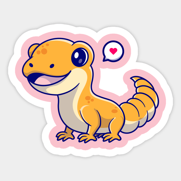 Cute Happy Gecko Cartoon - Cute Happy Gecko Cartoon - Sticker | TeePublic