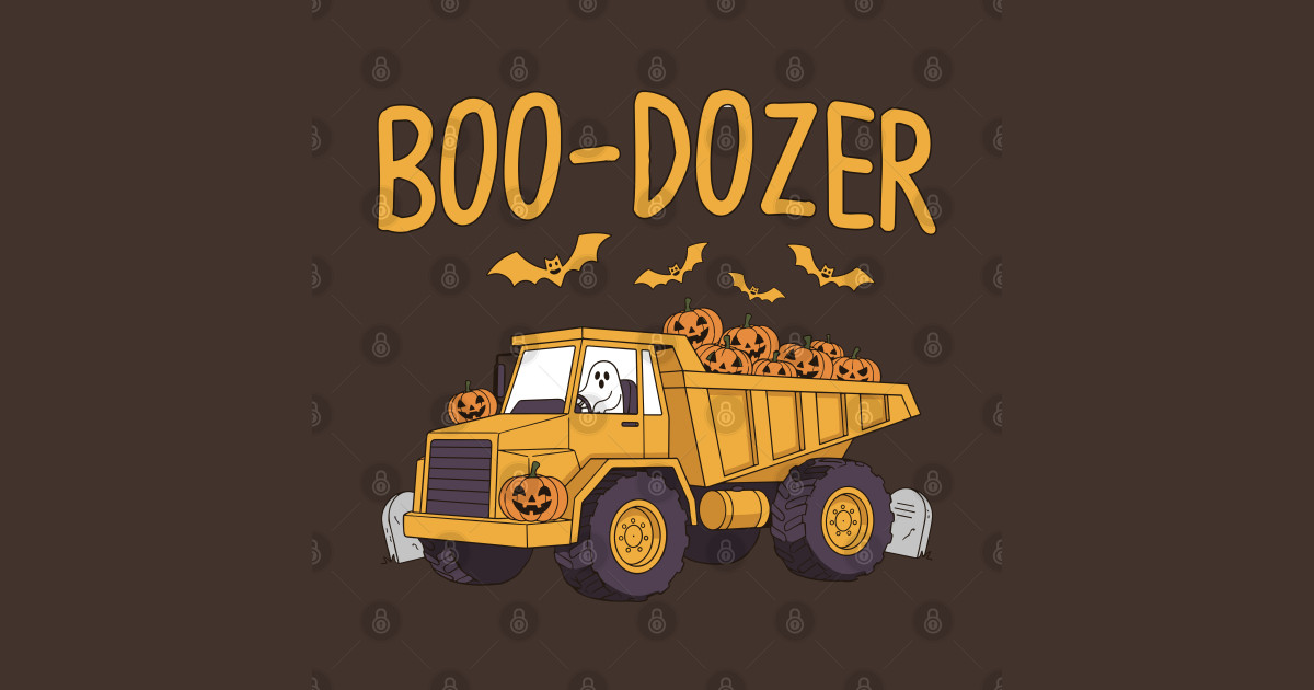 Boo-Dozer Ghost Bulldozer – Funny Halloween Pun Design - Boo Dozer - T ...