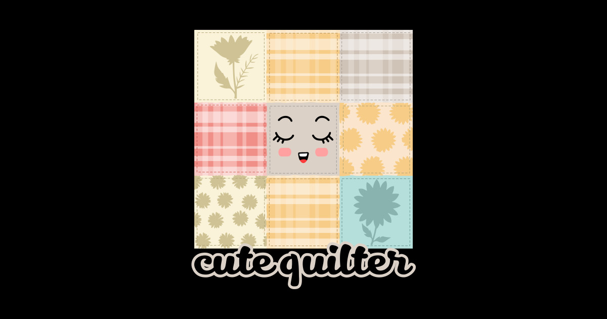 Cute quilter quilting quilt blocks kawaii face - Cute Quilting - Sticker | TeePublic