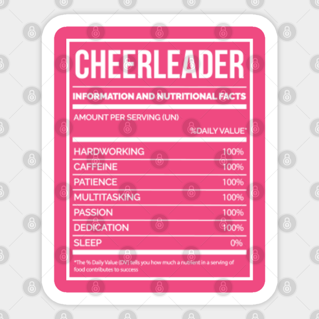 Awesome And Funny Nutrition Label Cheerlead Cheerleader Cheerleaders ...