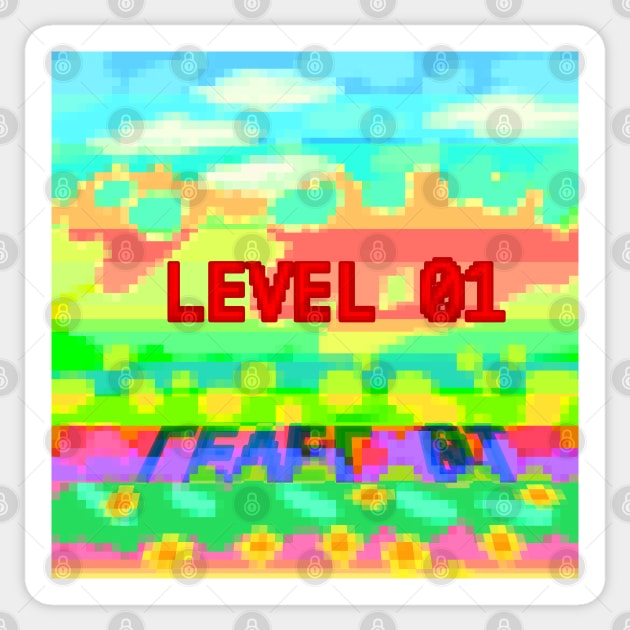 LEVEL 01 PIXEL ART - Level 1 - Sticker | TeePublic
