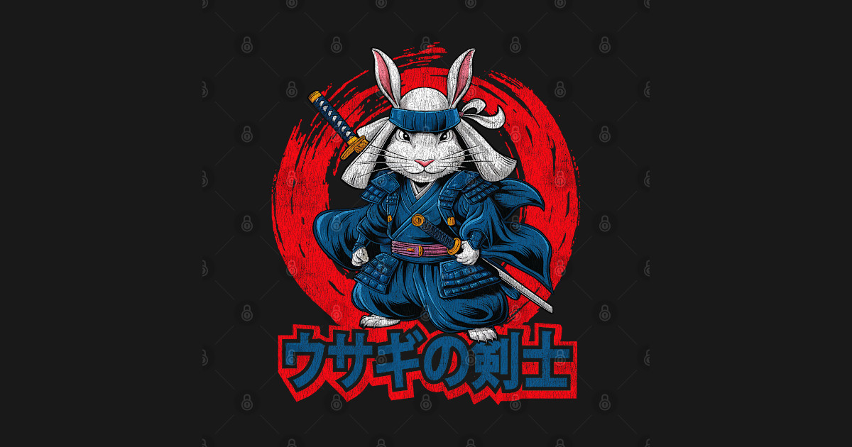 Usagi Swordsman Worn - Samurai Rabbit - T-Shirt | TeePublic