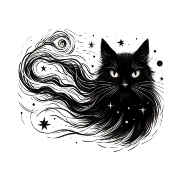 The black cat star - Cats - T-Shirt | TeePublic