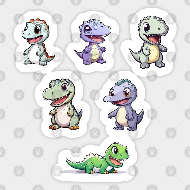 Cute kawaii baby dinosaur pack - Dinosaurs - Sticker | TeePublic