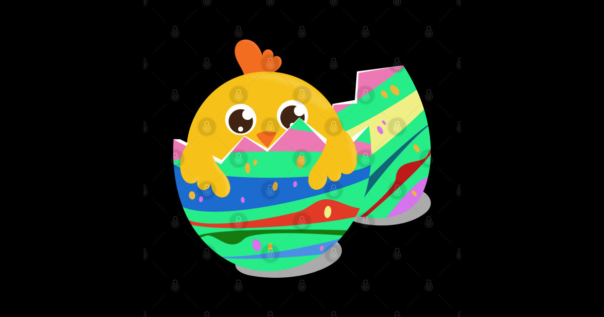 Cute Chick in Colourful Eggshell - Baby Chick - Sticker | TeePublic