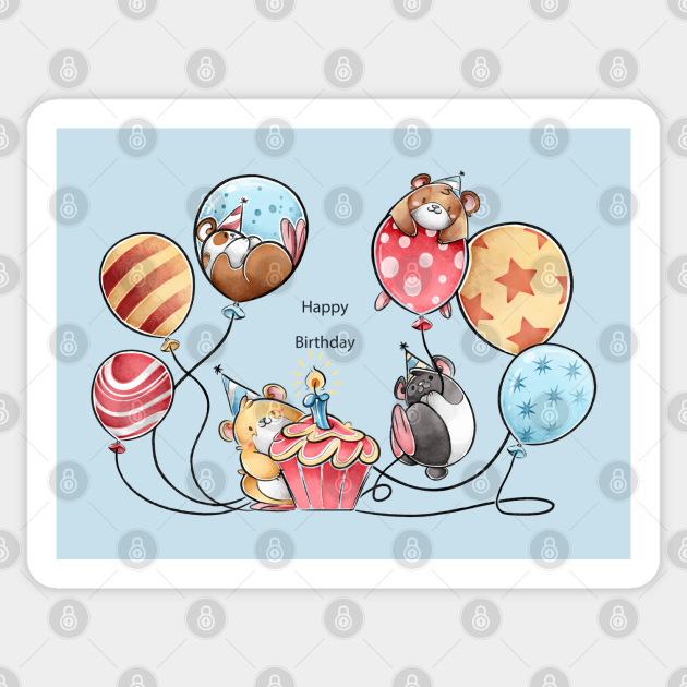 Birthday Animal Watercolor - Birthday Animal Watercolor - Sticker ...