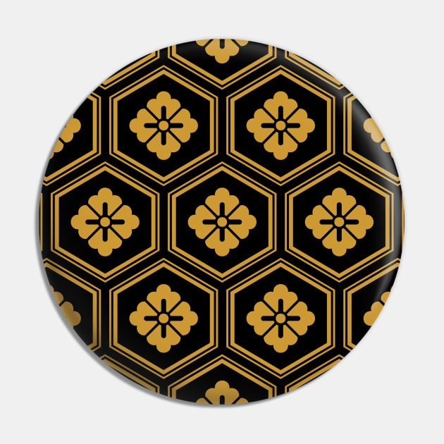 Traditional Japanese Kikko Pattern Black on Gold - Japanese Kikko - Pin ...