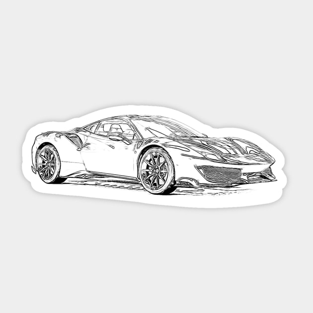 488 GTB Wireframe - Car - Sticker | TeePublic