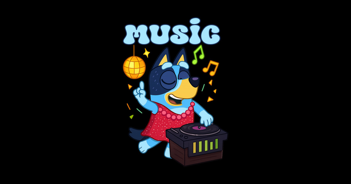 Bluey DJ Music Party – Fun Cartoon Dance Floor - Bluey - Sticker ...