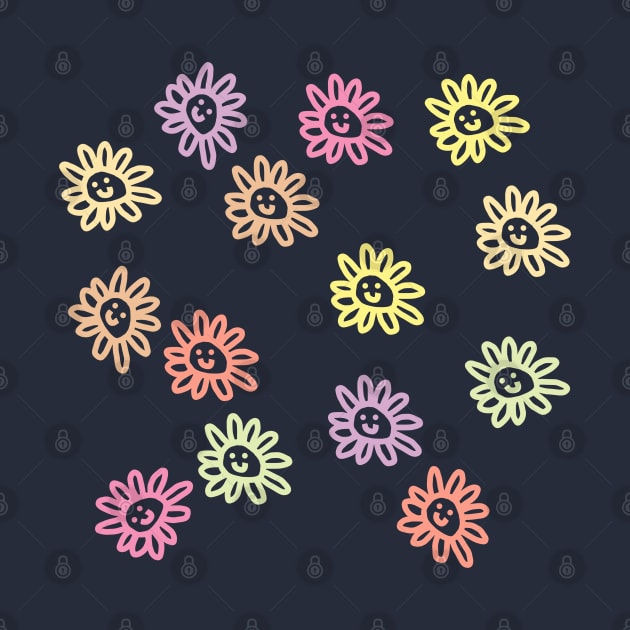 Pastel Daisy Flowers Smiley Face - Graphic - T-Shirt | TeePublic