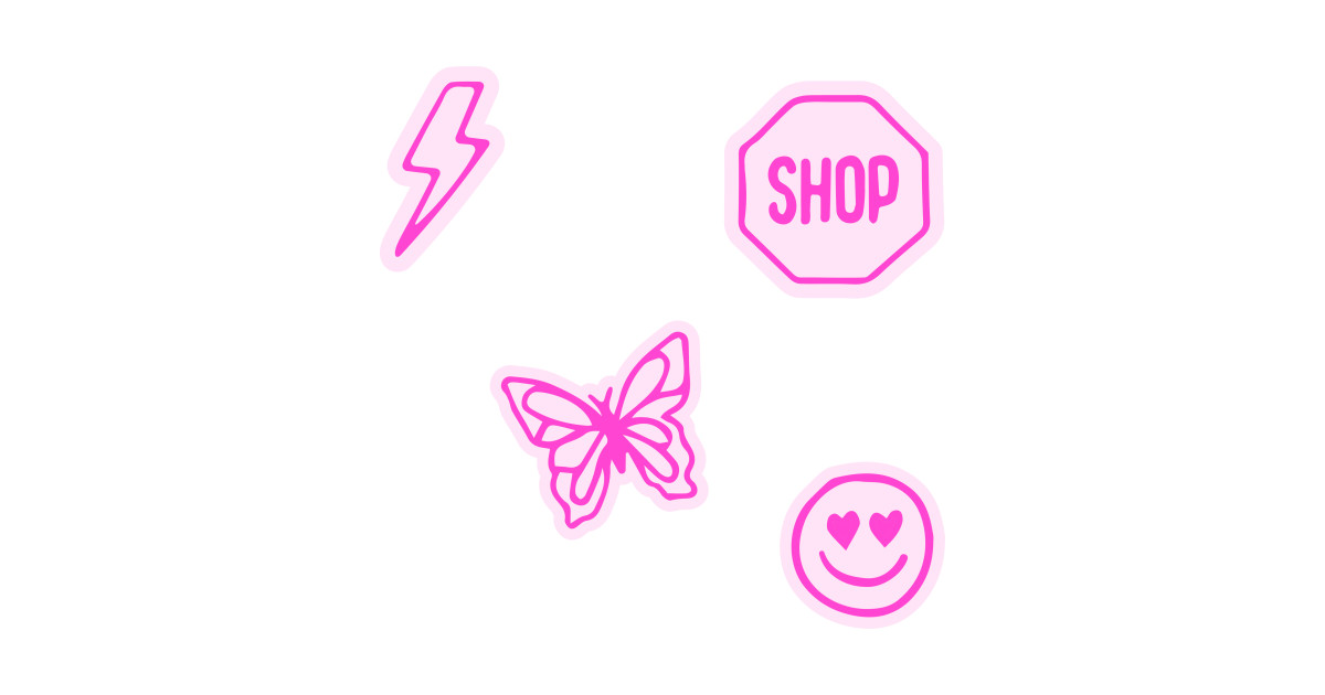 pink set butterfly lightning bolt smiley face shop sign preppy ...
