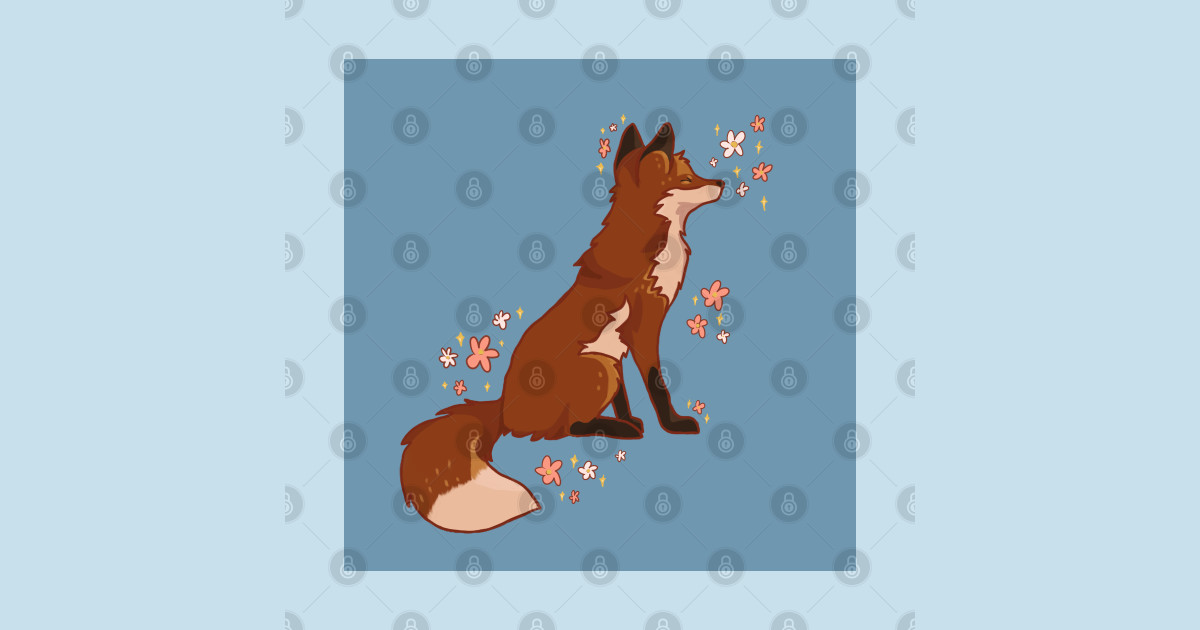 Foxy Design with Sparkling flowers and background - Foxes - T-Shirt ...
