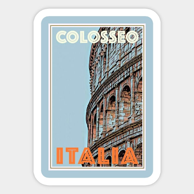 Vintage Travel Poster - Rome - Roman Colosseum - Sticker | TeePublic