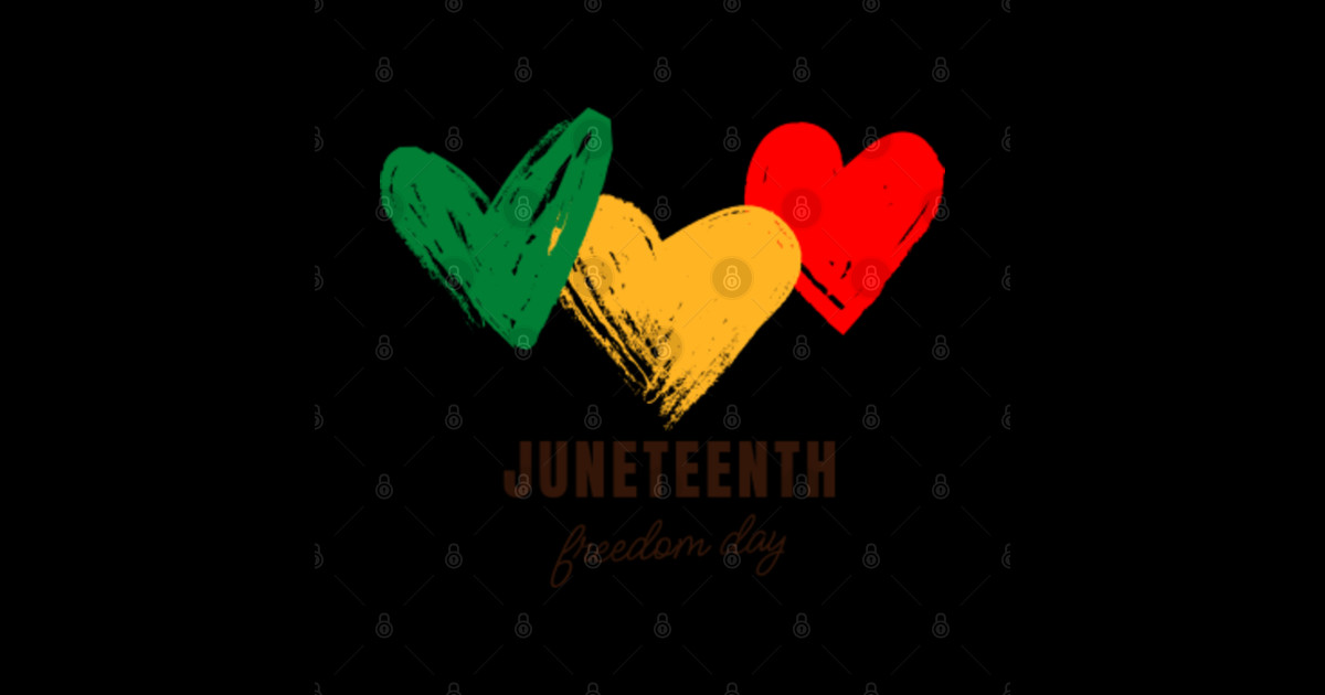 Juneteenth Freedom Day Hearts - Juneteenth - Sticker | TeePublic