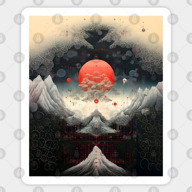Japanese Geometry: Celestial Landscape - Japanese Landscape - Sticker ...