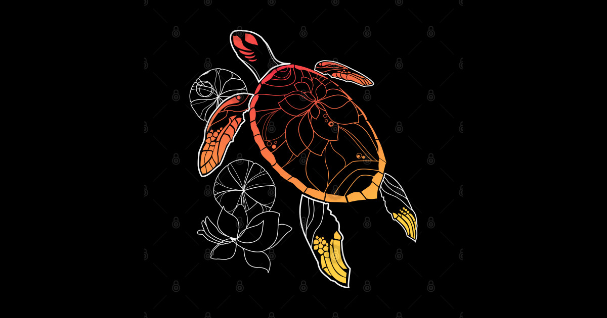 Sunburst Sea Turtle - Urrin Design - Sticker | TeePublic