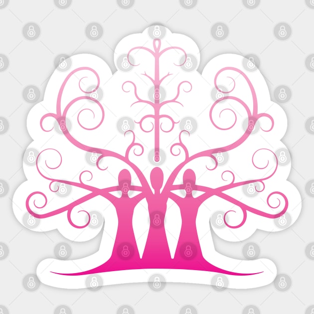 Three Sisters Tree Of Life (Pink Gradient) - Tree Of Life - Sticker ...